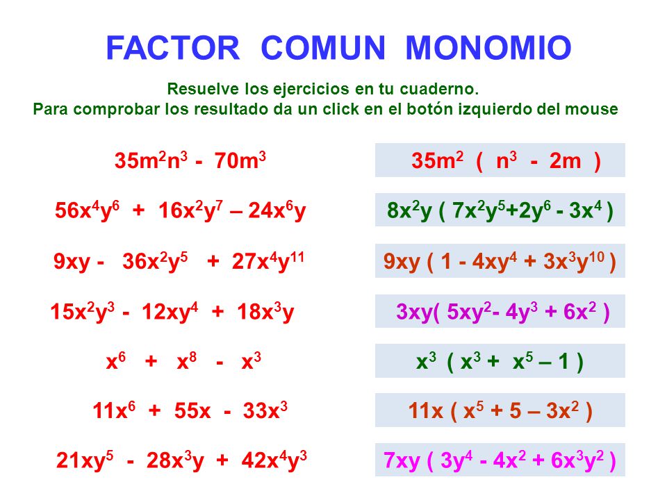 FACTORIZACIÓN :: Semillero Matemáticas I. E. Comercial Envigado